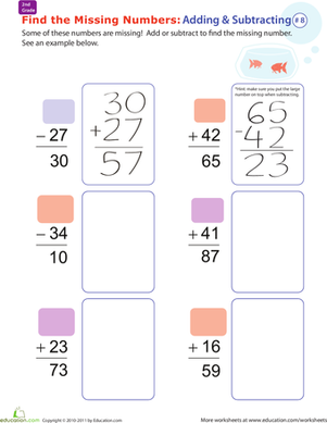 Find the Missing Numbers: Reverse Addition & Subtraction #8 ... - Worksheets Library