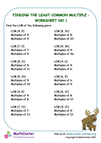 Free Finding Least Common Multiple Worksheet Download Free Finding