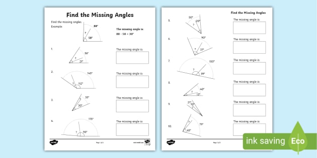 Find the Missing Angles Worksheet - Math Resource - Twinkl - Worksheets ...