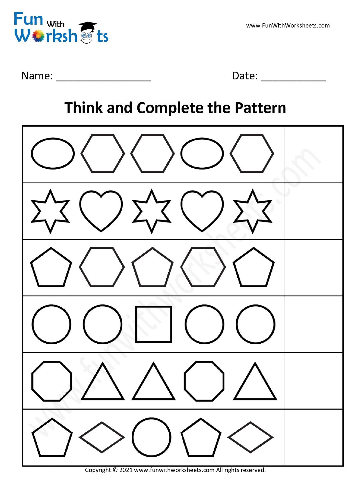 Think and Complete the Pattern Activity Worksheet 16 - Free ...