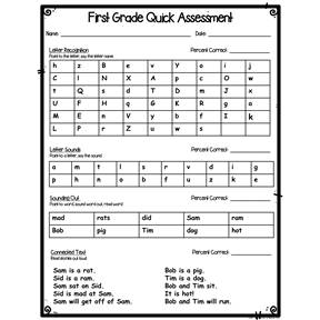 First Grade Assessments: End of the Year (mid-March to early June ...