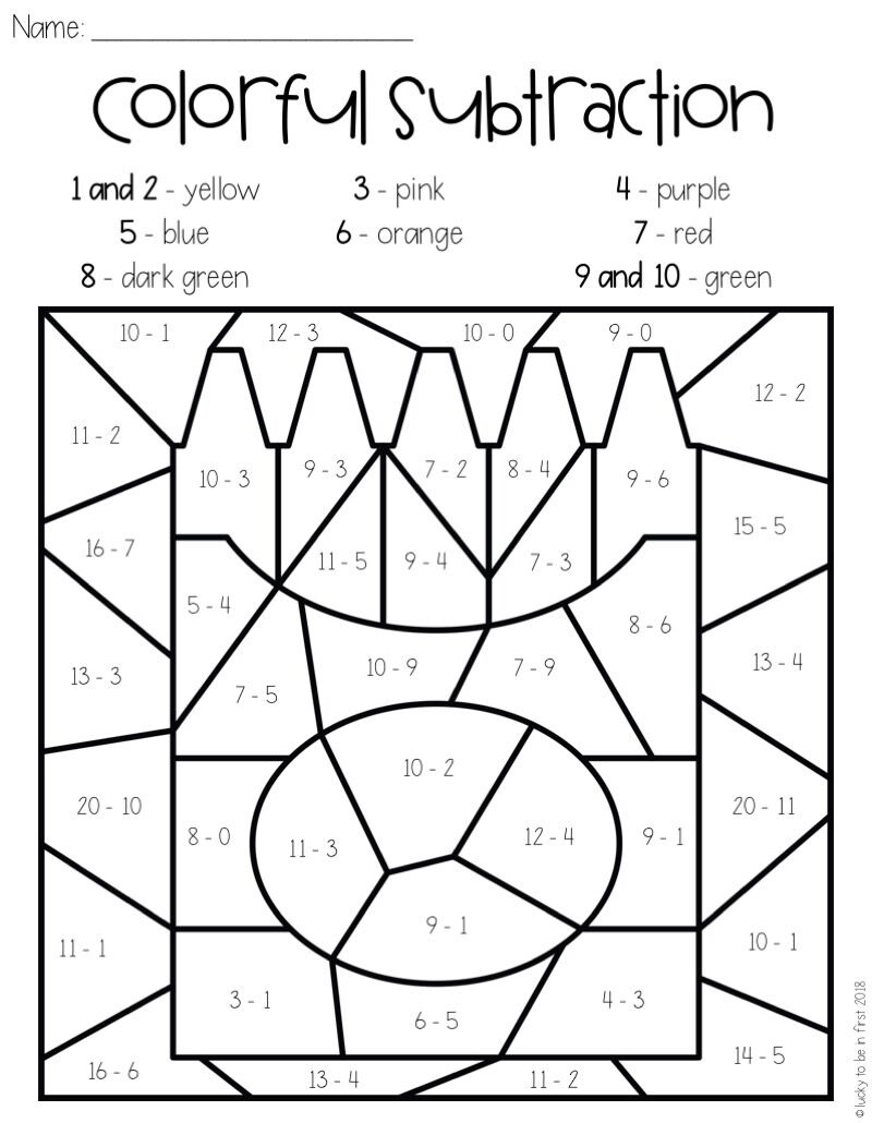 Back to School Color by Number Printables for 1st Grade - Worksheets ...