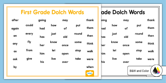 First Grade Dolch Words Mat (Teacher-Made) - Twinkl - Worksheets Library
