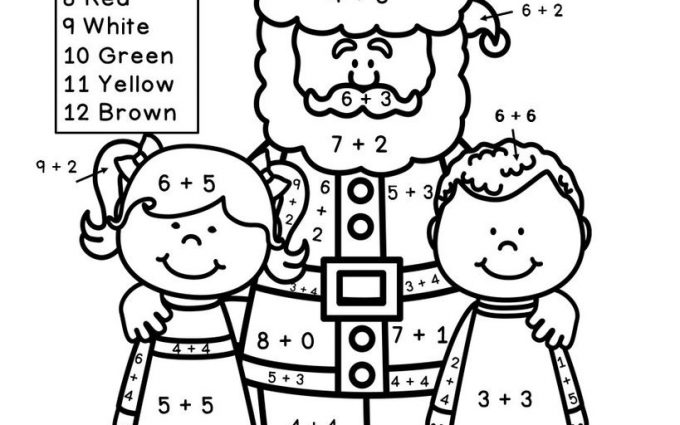 Christmas Addition Coloring Worksheets For First Grade - Worksheet ...