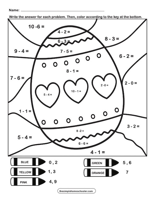Free Subtraction Coloring Worksheets For First Grade Free Subtraction