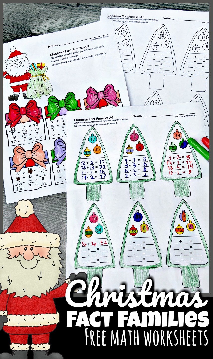 ? FREE Christmas Fact Families - Addition and Subtraction Math ...