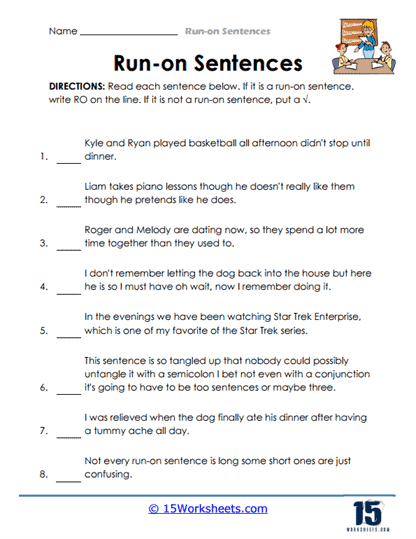 Run-on Sentences Worksheets - 15 Worksheets.com - Worksheets Library