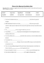 English worksheets: Flowers for Algernon Vocabulary Quiz - Worksheets ...