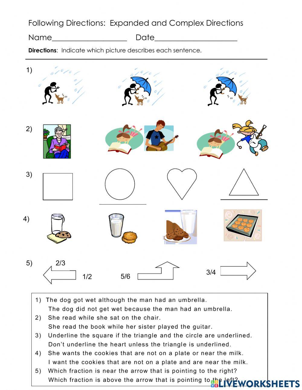 Following Directions Worksheets - Worksheets Library