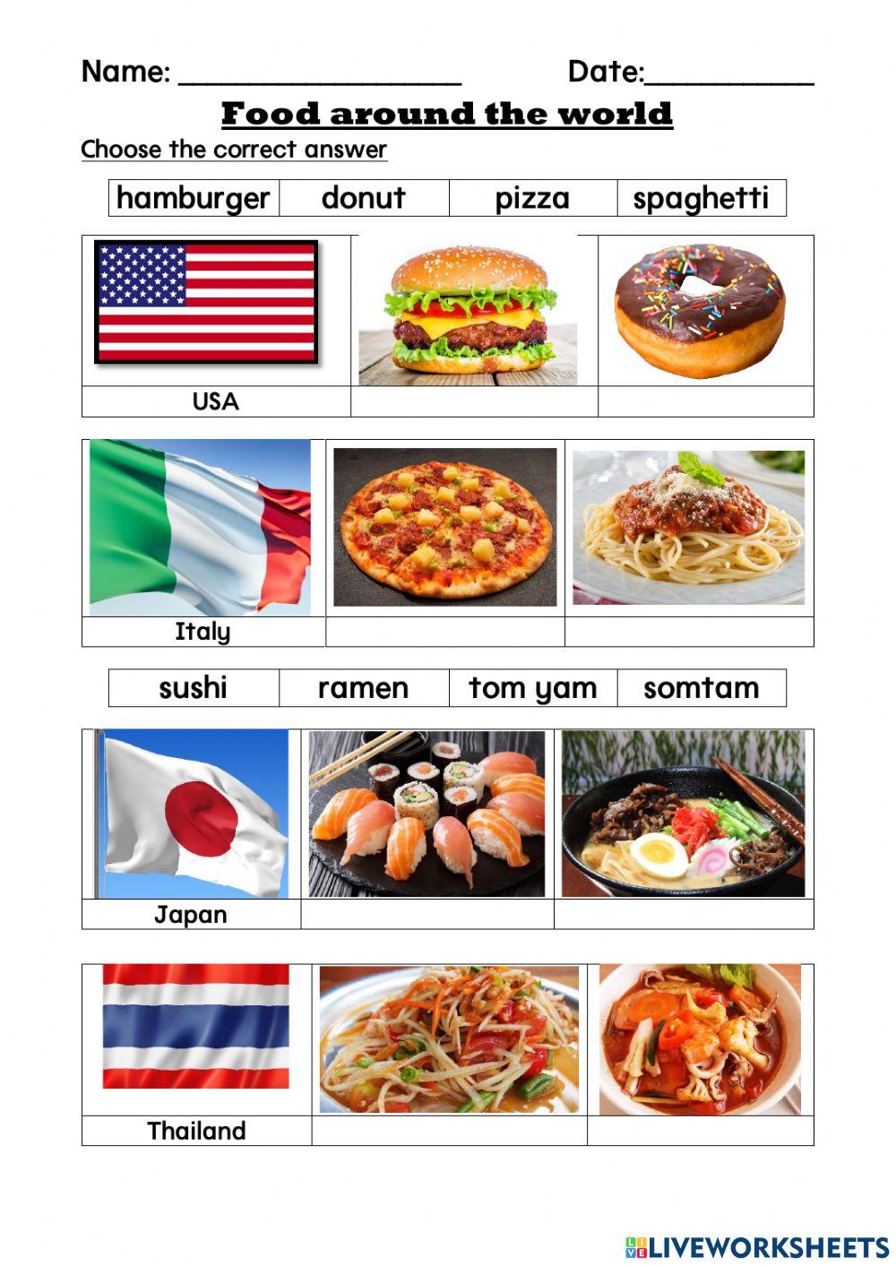 Food Around The World Online Exercise For Preschool Live Worksheets Food Around The World Online Exercise For Preschool Live Worksheets