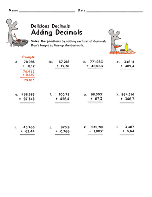 Adding Decimals | Interactive Worksheet | Education.com - Worksheets ...