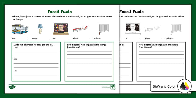 Fossil Fuels Application and Review Activity (teacher made) - Worksheets Library
