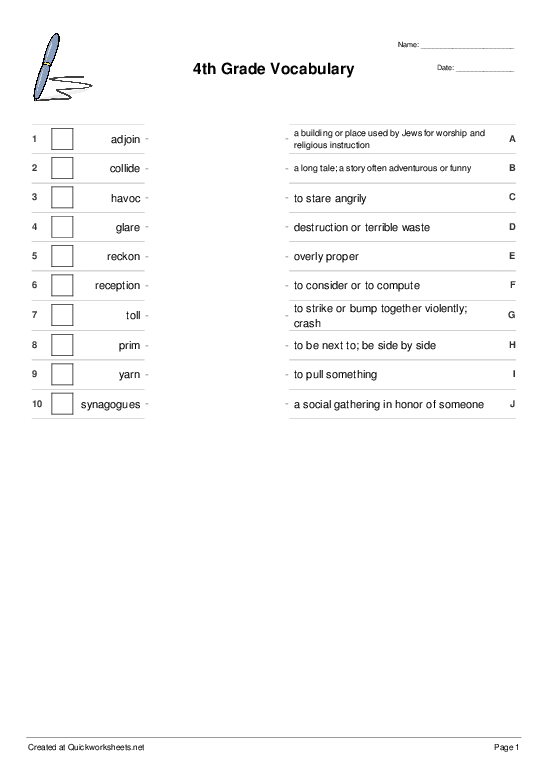 Printable 4th Grade Language and Vocabulary Worksheets | Education.com ...
