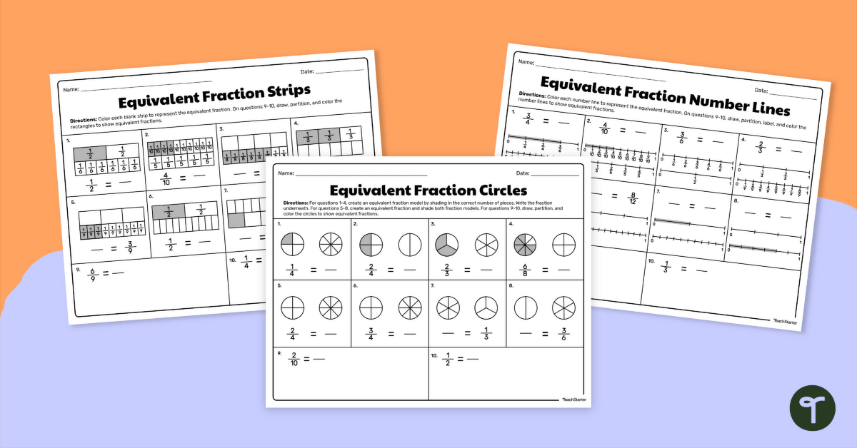 Equivalent Fractions Bar Models Worksheet
