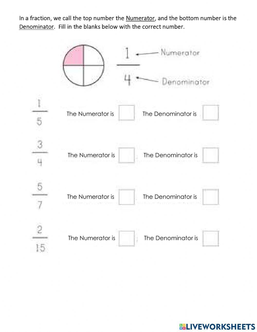 Numerator And Denominator Worksheet Live Worksheets Worksheets Library Numerator And Denominator Worksheet Live Worksheets Worksheets Library