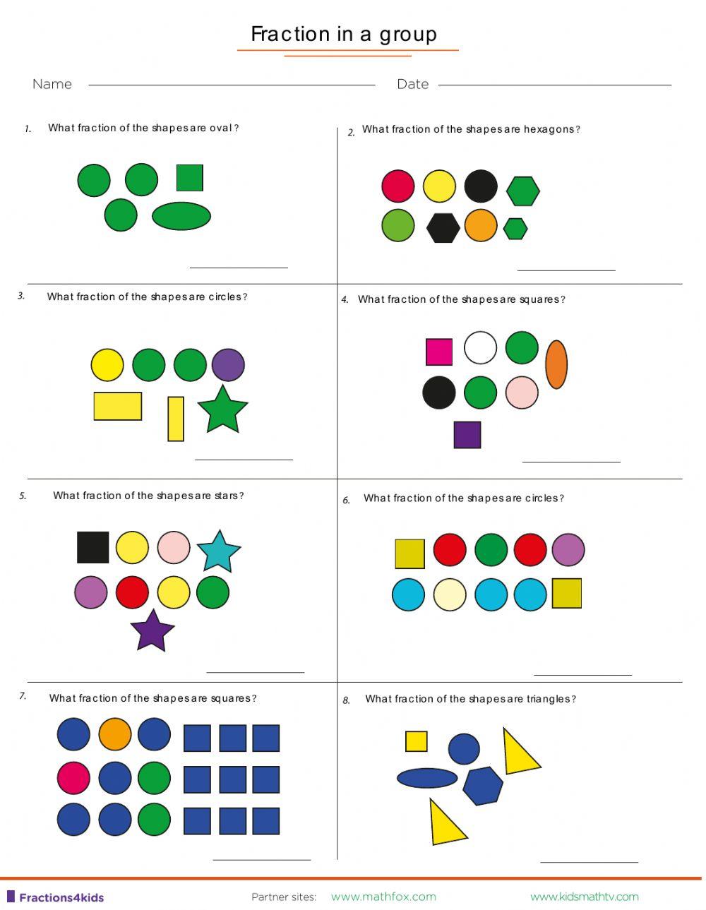 Fractions In A Group Online Exercise For Live Worksheets Worksheets