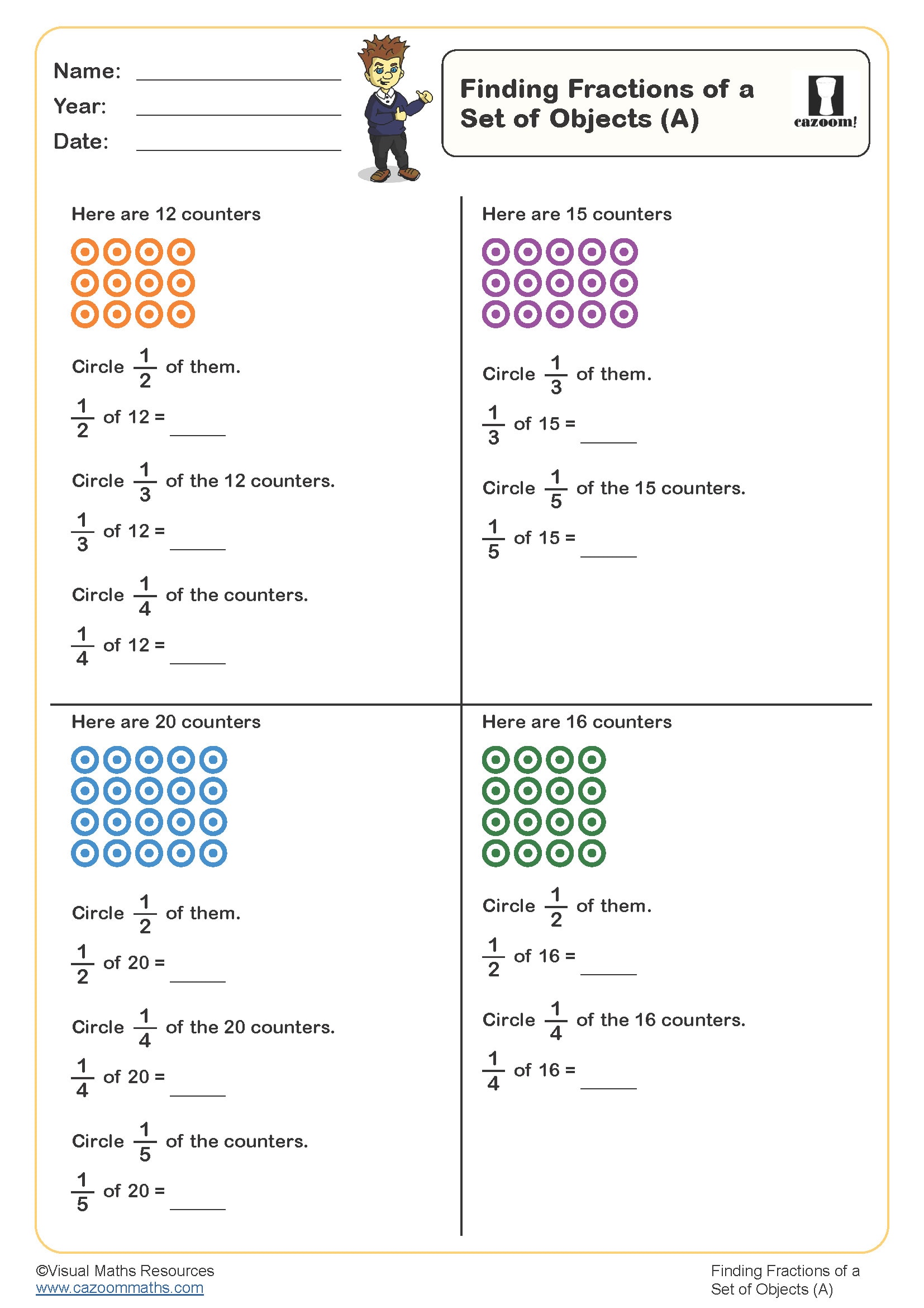 Fractions Of A Set Spring Things Worksheet Education