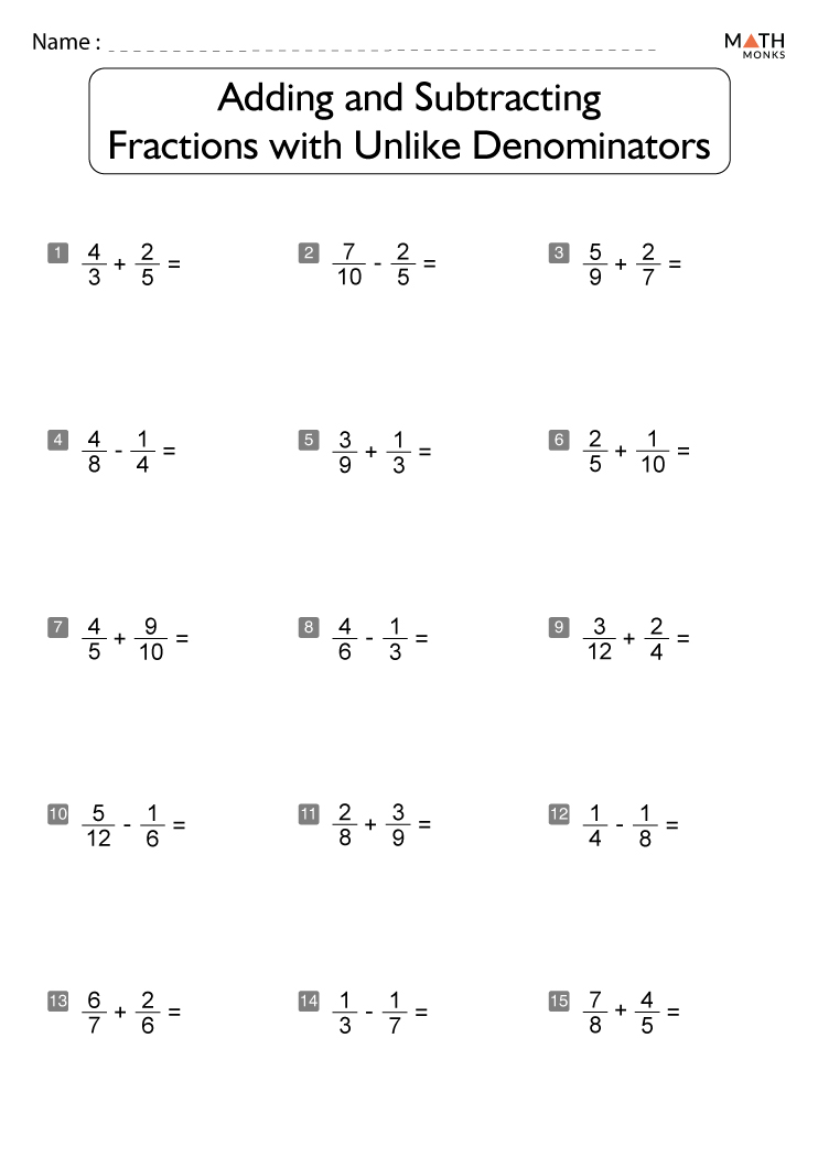Adding And Subtracting Fractions Worksheets With Answer Key Worksheets Library