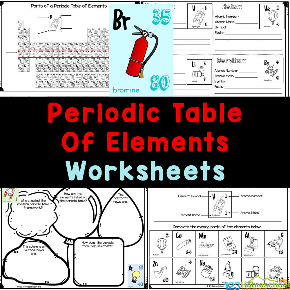FREE Printable Periodic Table of Elements Science Worksheets ...