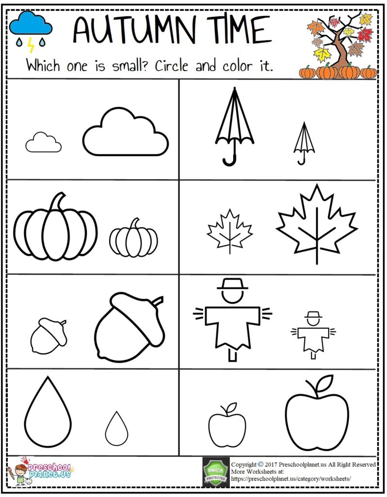 Autumn Worksheet For Kids – Preschoolplanet - Worksheets Library