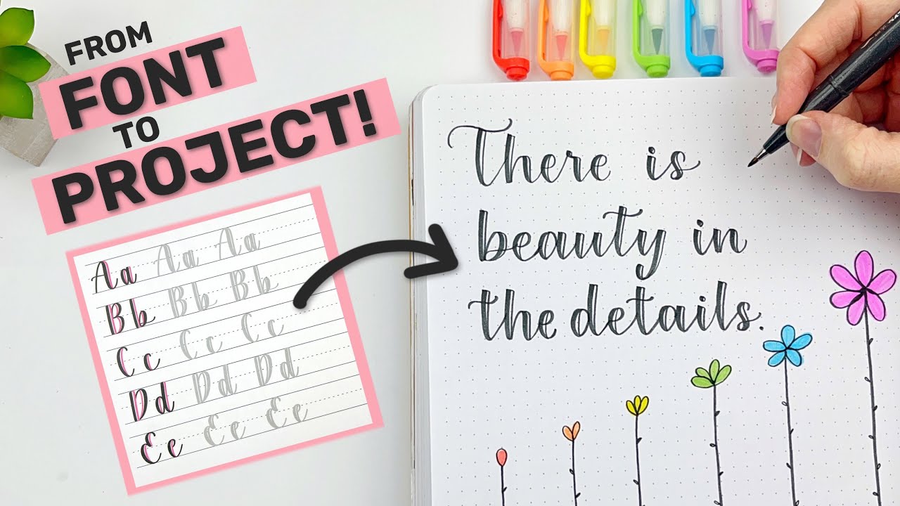 Faux Calligraphy with a Brush Pen! | Hand Lettering Font Tutorial Part 6 - Worksheets Library