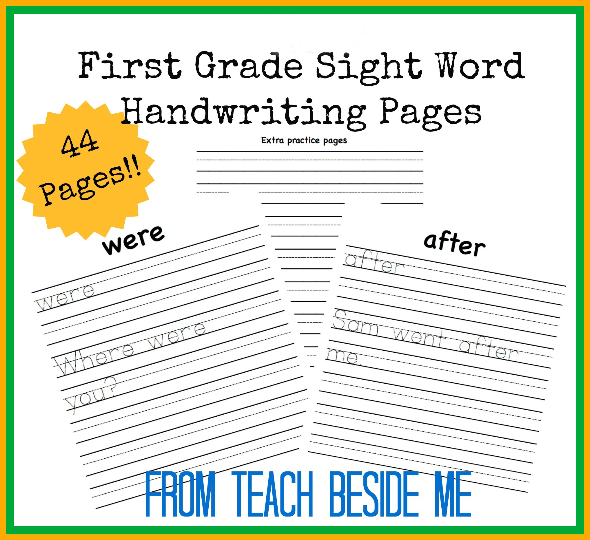 Handwriting Worksheets for Kids: First Grade Dolch Sight Words ...