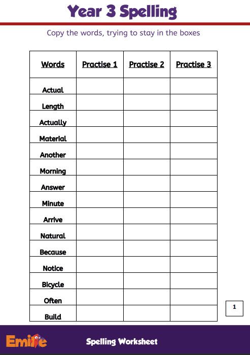 Year 3 Spelling: Worksheets and Activities. - Emile Education ...