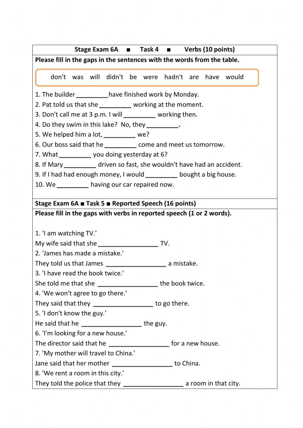 stage 6 grammar exam worksheet | Grammar worksheets, English ...