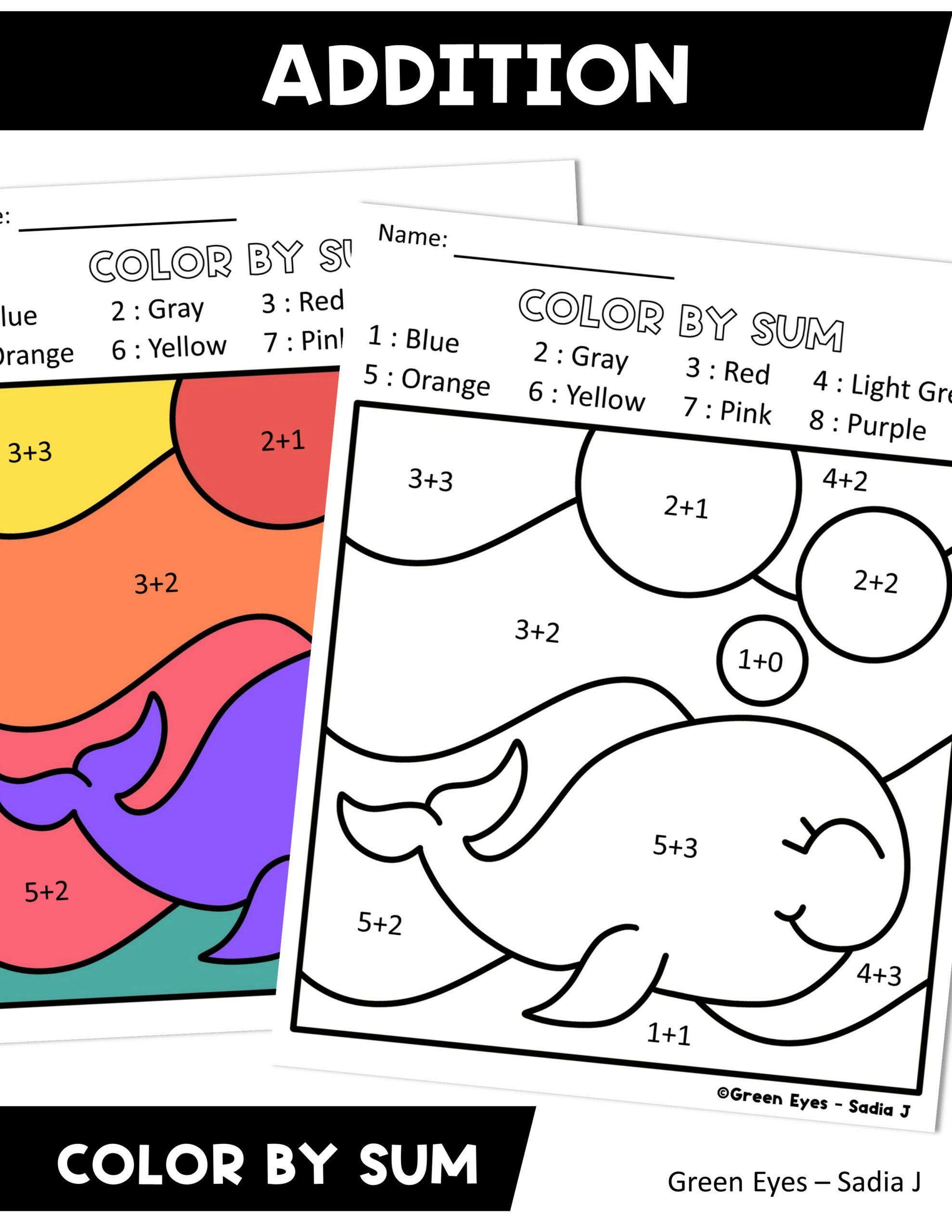 Summer Color by Number Addition Worksheets - Worksheets Library