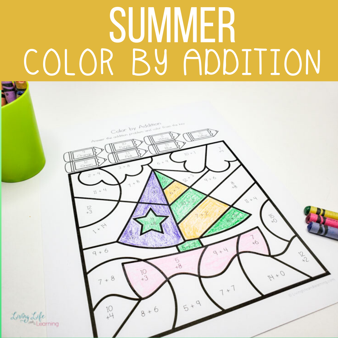 Summer Color by Number Addition Worksheets - Worksheets Library