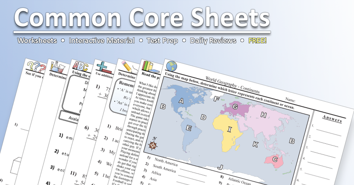 Common Core Sheets - Worksheets Library