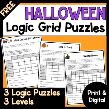 Halloween Logic Puzzles | Printable & Digital | Free | TPT - Worksheets ...