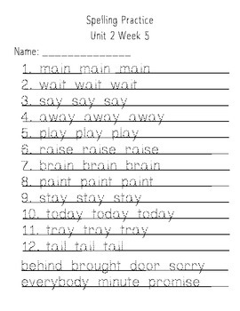 2nd Grade Pearson Reading Street Spelling Word Handwriting Practice ...