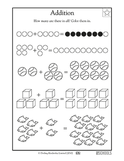 Count and color, part 3 | 1st grade, Kindergarten Math Worksheet ...