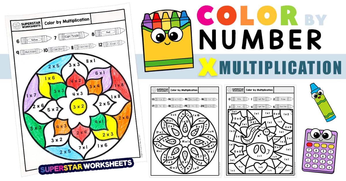 Multiplication Color By Number - Superstar Worksheets - Worksheets Library