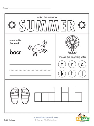 Summer Activities Worksheet | All Kids Network - Worksheets Library