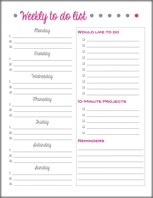 5+ Free Printable To Do List Templates | Free Organizing Printables ...
