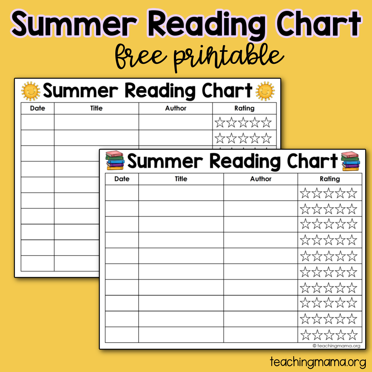 Free Printable Summer Reading Charts for Kids – Eerdlings - Worksheets ...