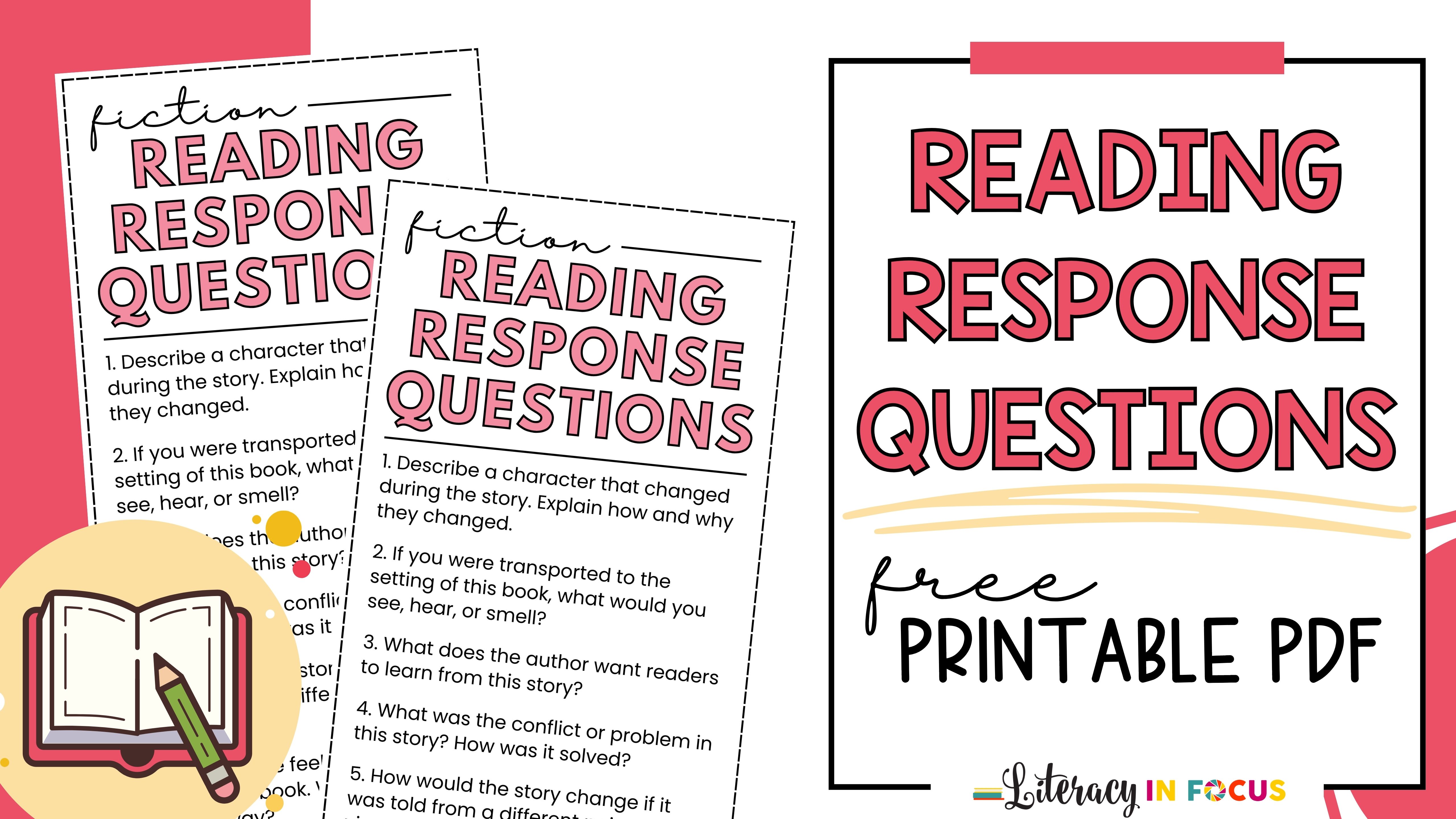Reading Response Questions For Any Book Pdf Literacy In Focus Worksheets Library