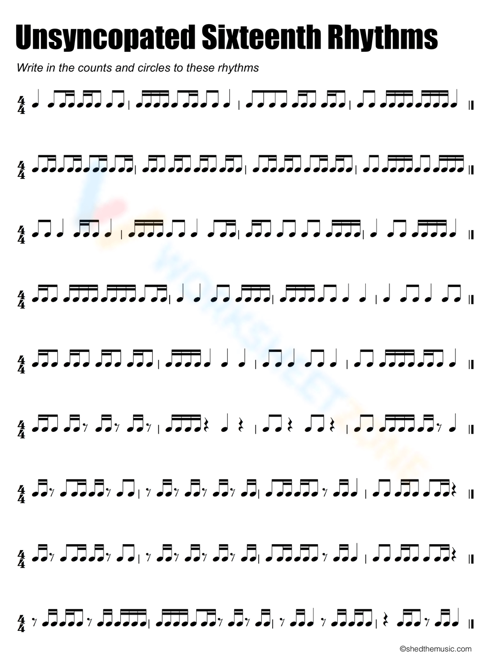 Rhythm Worksheet 1 - Worksheets Library