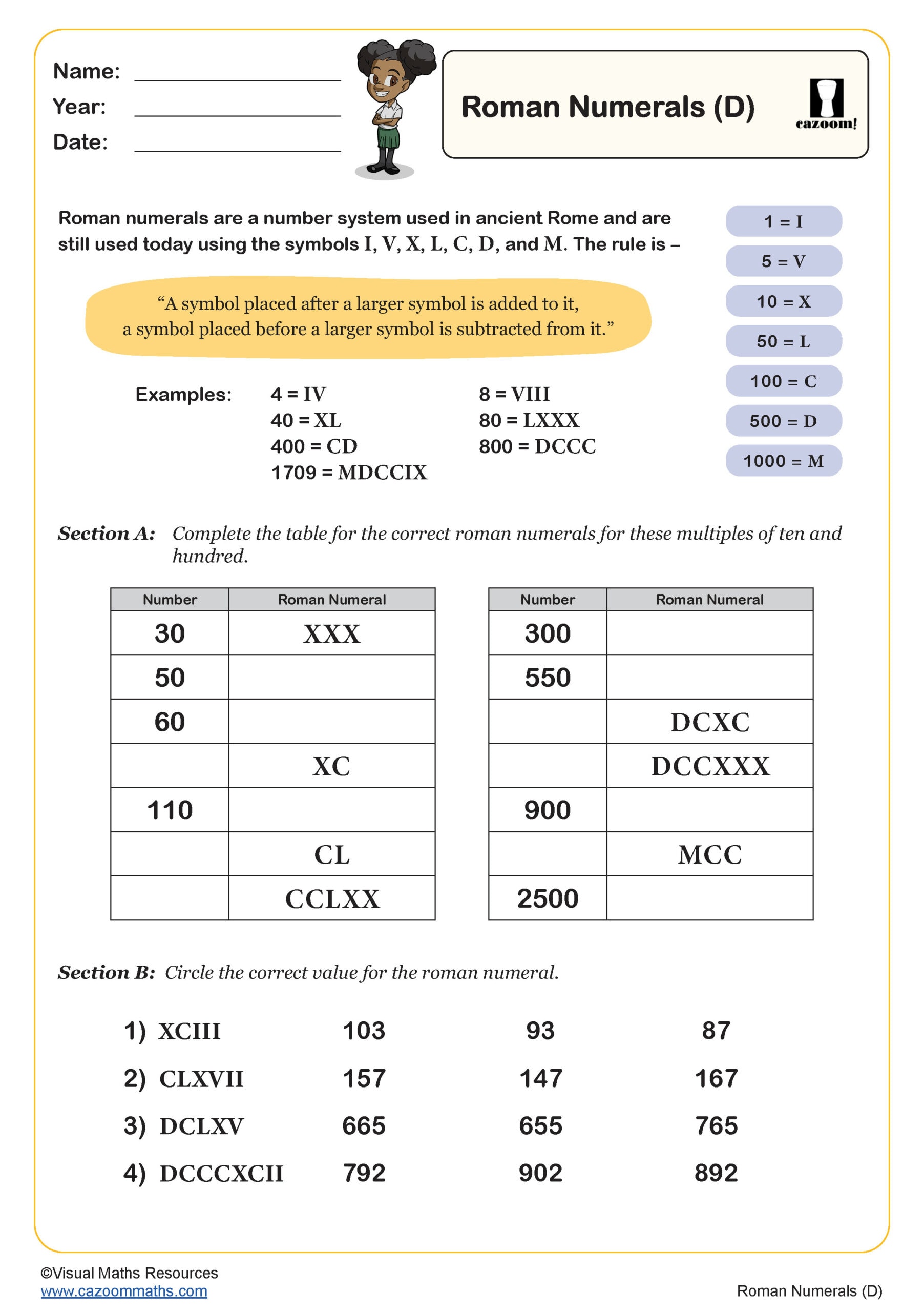 Roman Numerals D Worksheet Fun And Engaging Year 5 PDF Worksheets Roman Numerals D Worksheet Fun And Engaging Year 5 PDF Worksheets