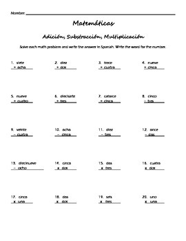 Spanish Math Worksheet by Hey Miss Senorita Black worksheets library ...