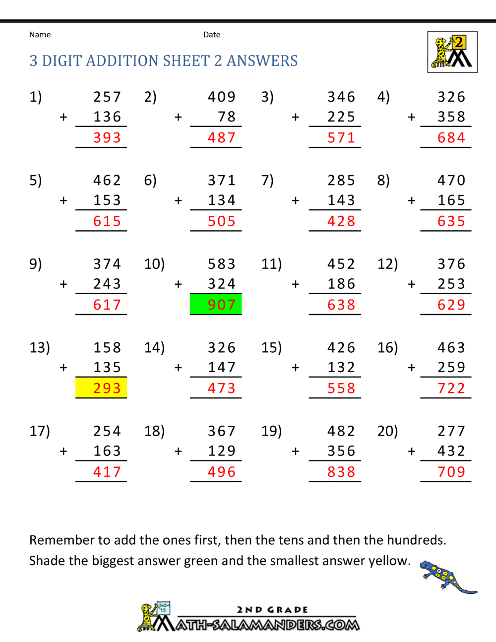 4-Digit Plus 3-Digit Addition With Some Regrouping (25 Questions) (A ...