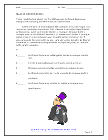 French Reading Comprehension Worksheets - Worksheets Library
