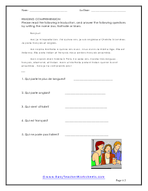 French reading comprehension - Mme Rs French Resources - Worksheets Library