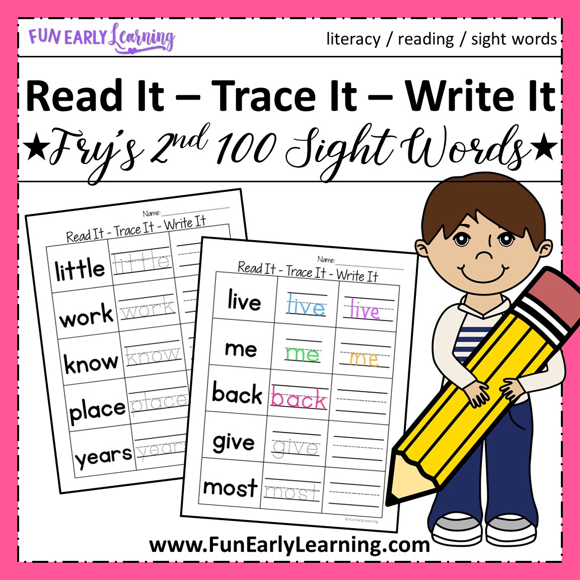 Read It – Trace It – Write It – Frys Second 100 Sight Words – Fun ...