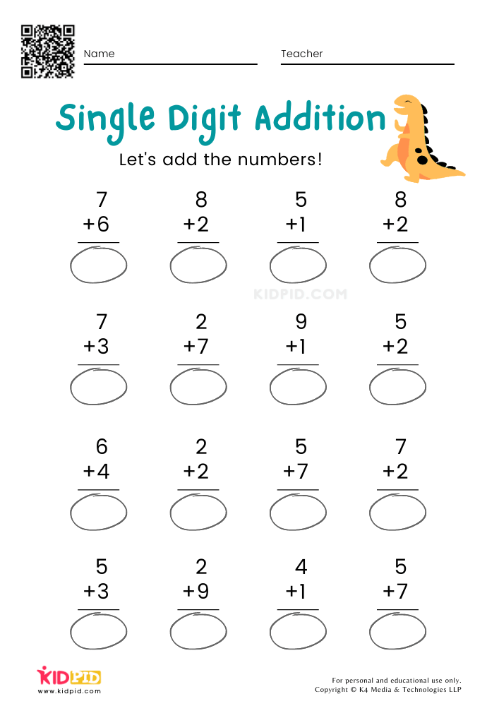 Single-digit Addition Math Worksheets & Free Printables - Kidpid ...