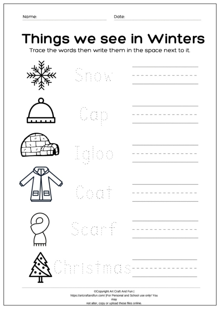 Free Printable Winter Worksheets - - Worksheets Library