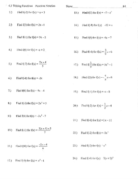 Evaluate function notation worksheet 24 practice problems review - Worksheets Library