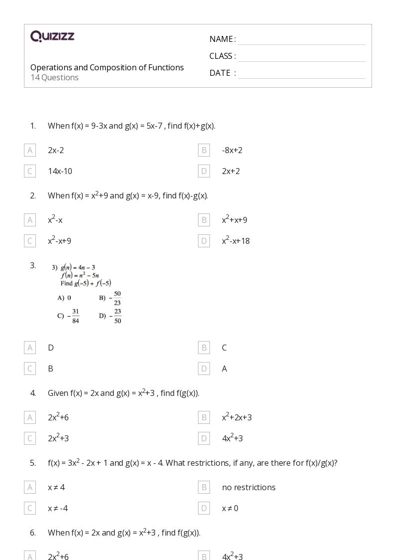 Function Operations Sum Em Activity Mrs E Teaches Math Worksheets Library